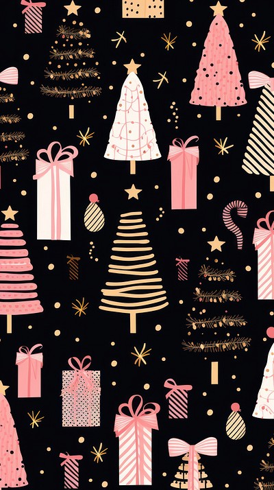 Christmas pattern gift pink. | Premium Photo Illustration - rawpixel