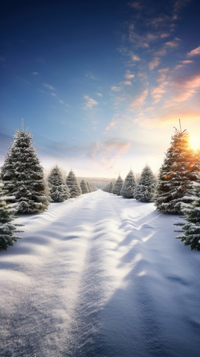 Christmas tree farm landscape sunlight | Free Photo - rawpixel