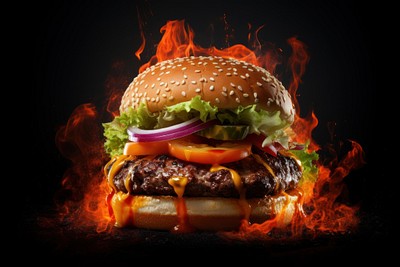 PNG Burger fire burning burger | Premium PNG - rawpixel