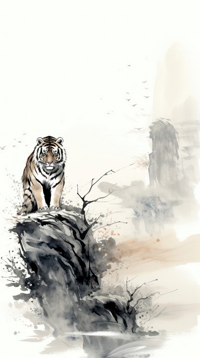 Tiger cliff mountain tiger wildlife | Premium Photo Illustration - rawpixel