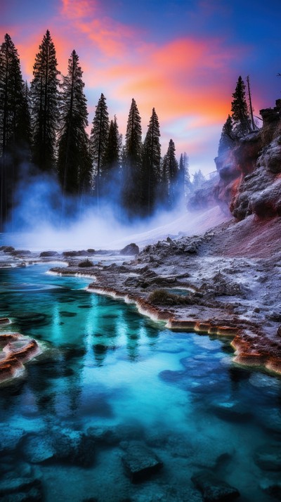 Colour north American hot springs | Free Photo - rawpixel