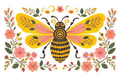 Bee art pattern insect. | Premium Photo Illustration - rawpixel