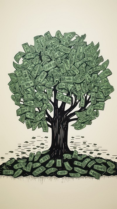 Money tree drawing sketch plant. | Free Photo Illustration - rawpixel