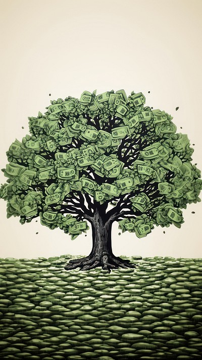 Dollar money tree drawing nature | Premium Photo Illustration - rawpixel
