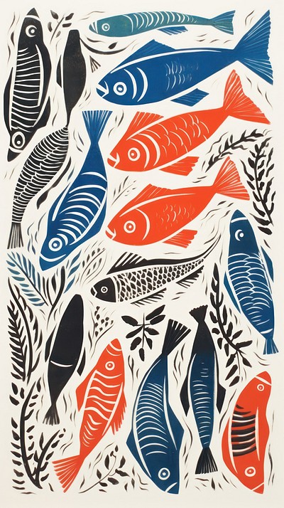 Topical fish drawing pattern animal. | Premium Photo Illustration ...