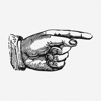 Hand png, vintage pointing gesture | Free PNG - rawpixel