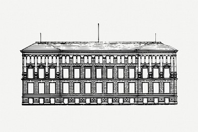 Vintage building, architecture vector illustration | Free PSD - rawpixel