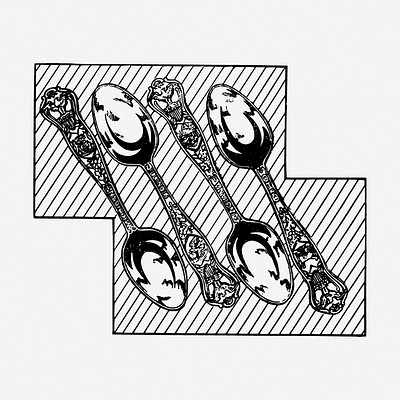 Spoons drawing, silverware vintage illustration | Free Photo ...