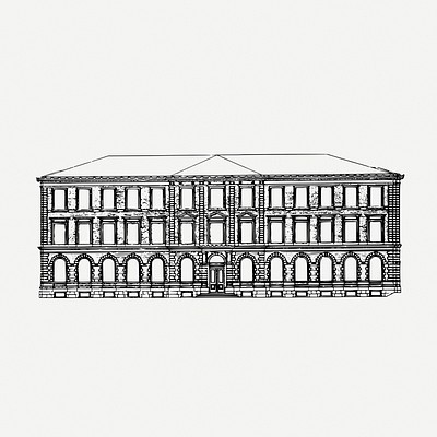Big vintage building drawing, architecture | Free PSD - rawpixel
