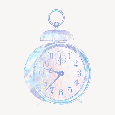 Alarm clock holographic clipart, aesthetic | Free Vector Illustration ...