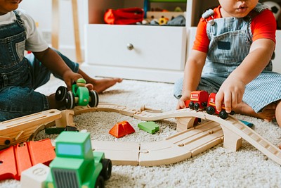 Little children playing railroad train | Free Photo - rawpixel
