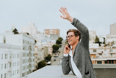 Man waving hello rooftop San | Premium Photo - rawpixel