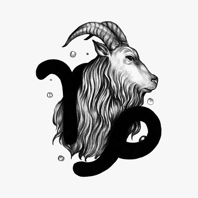 Hand drawn horoscope symbol of Capricorn | Premium Vector Illustration ...