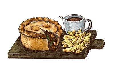 Hand-drawn minced beef pie | Free Photo Illustration - rawpixel