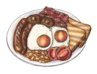 Hand-drawn American breakfast set | Free Photo Illustration - rawpixel