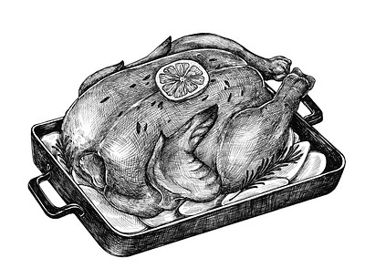 Drawing of baked chicken | Free Photo Illustration - rawpixel