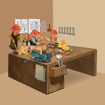 Group elves working Santa's workshop | Premium Vector Illustration ...