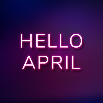 Hello April purple neon typography | Free Photo - rawpixel