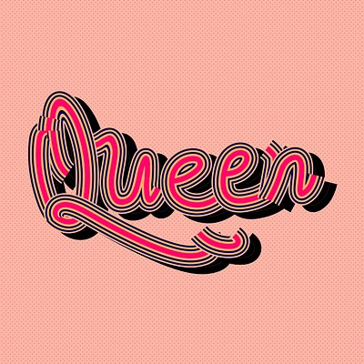 Vintage Queen pink shades cursive | Free Photo - rawpixel