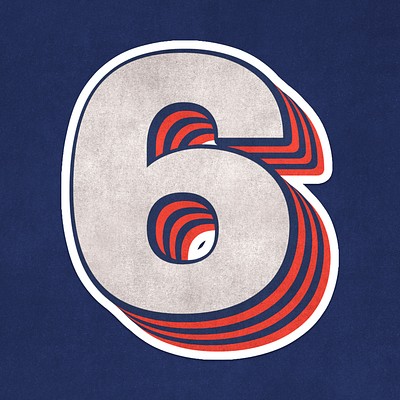 Number six layered text effect | Premium PNG Sticker - rawpixel