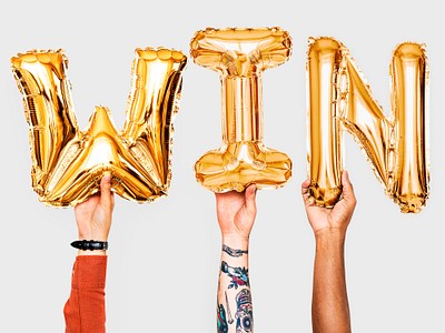 Hands showing win balloons word | Premium Photo - rawpixel