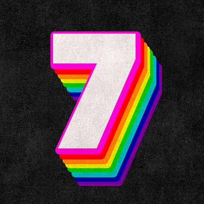 Number 7 font psd 3d | Premium PSD - rawpixel