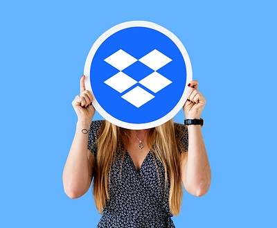 Woman holding Dropbox logo icon | Free Photo - rawpixel