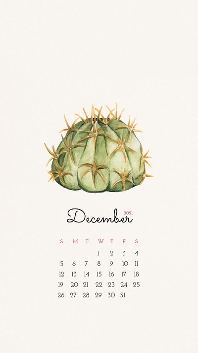 Calendar 2021 December printable cute | Free Photo - rawpixel