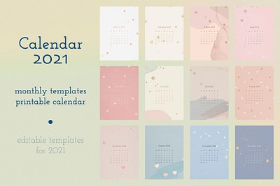Calendar 2021 editable template psd | Premium PSD - rawpixel