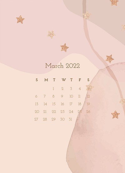 Aesthetic 2022 March calendar template, | Free Vector Template - rawpixel