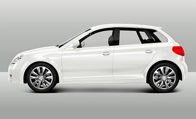 Side view white hatchback 3D | Premium PNG Sticker - rawpixel