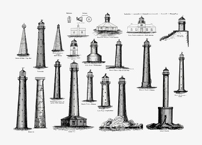 Vintage lighthouses illustration vector | Premium Vector Illustration ...