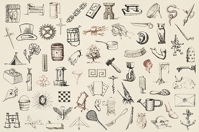 Set Victorian-era objects L'ornement Polychrome | Premium PSD - rawpixel