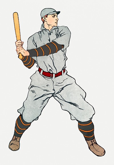 Vintage drawing baseball player holding | Free Photo Illustration ...