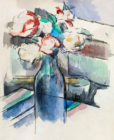Paul Cézanne's Roses Bottle (1900-1904) | Free Photo Illustration ...