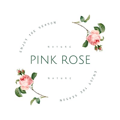 Hand drawn pink rose emblem | Premium Vector - rawpixel