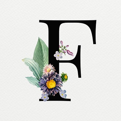 F png floral alphabet font | Premium PNG Sticker - rawpixel