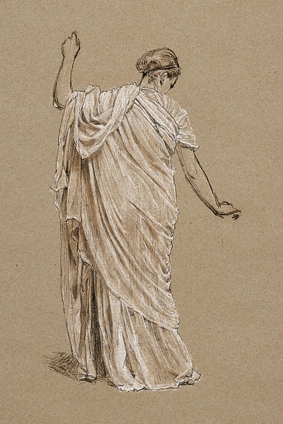 Draped Model (ca. 1865–2867) drawing | Free Photo Illustration - rawpixel