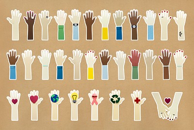 Paper craft hands diversity and | Premium PSD - rawpixel