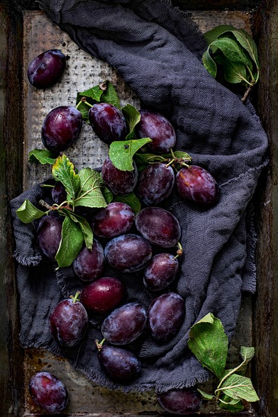 Closeup fresh plums tray. Visit | Free Photo - rawpixel