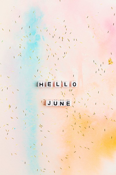 White HELLO JUNE beads text | Premium Photo - rawpixel