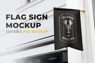 Flag sign mockup, black minimal | Premium PSD - rawpixel