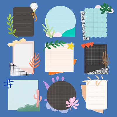 Cute note png stickers, botanical | Premium PNG - rawpixel