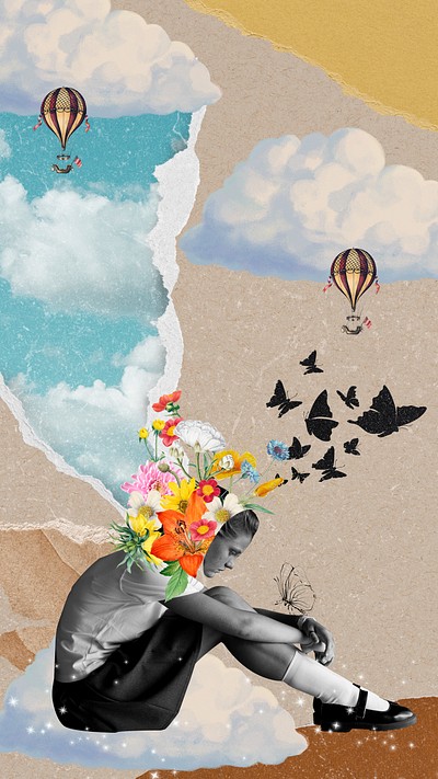 Sad student iPhone wallpaper, mental | Premium Photo Illustration ...