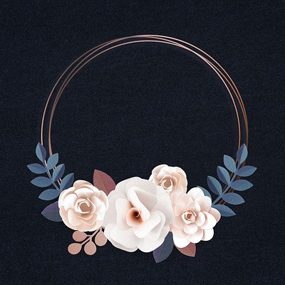 Round paper craft flower wreath | Premium PSD - rawpixel
