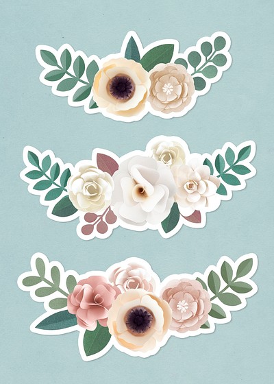 Pastel papercraft flower sticker white | Premium PSD - rawpixel