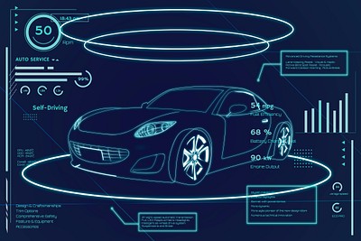 Blue neon sports car design | Premium PSD - rawpixel