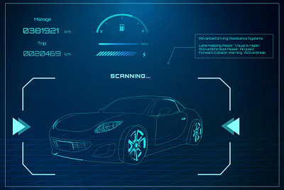 Neon blue scanning sports car | Premium Vector - rawpixel