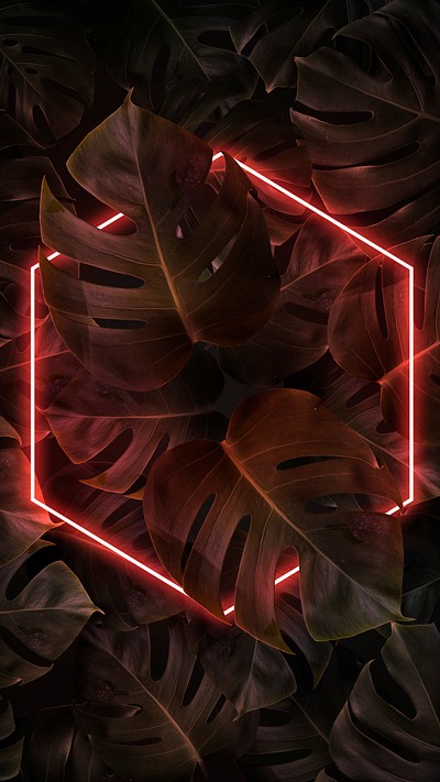 Tropical neon lights red frame | Premium PSD - rawpixel