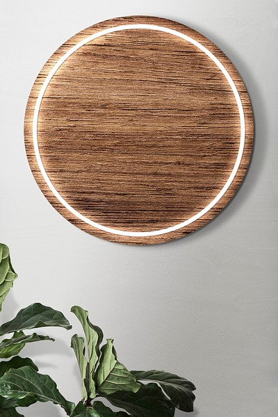 LED frame round wooden banner | Premium PSD - rawpixel